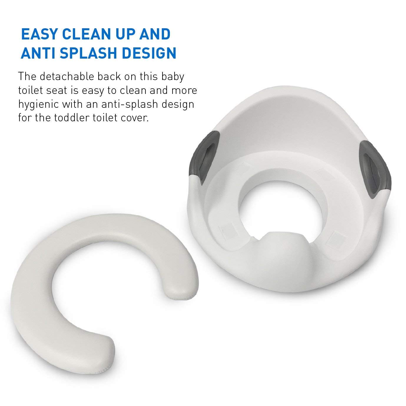 Potty Trainer Toilet Chair Seat For Kids Boys Girls & Toddlers - With Cushion Handles, Seat And Backrest - Includes Anti Slip Material & Adjustable Security Levers For Added Stability. (White)