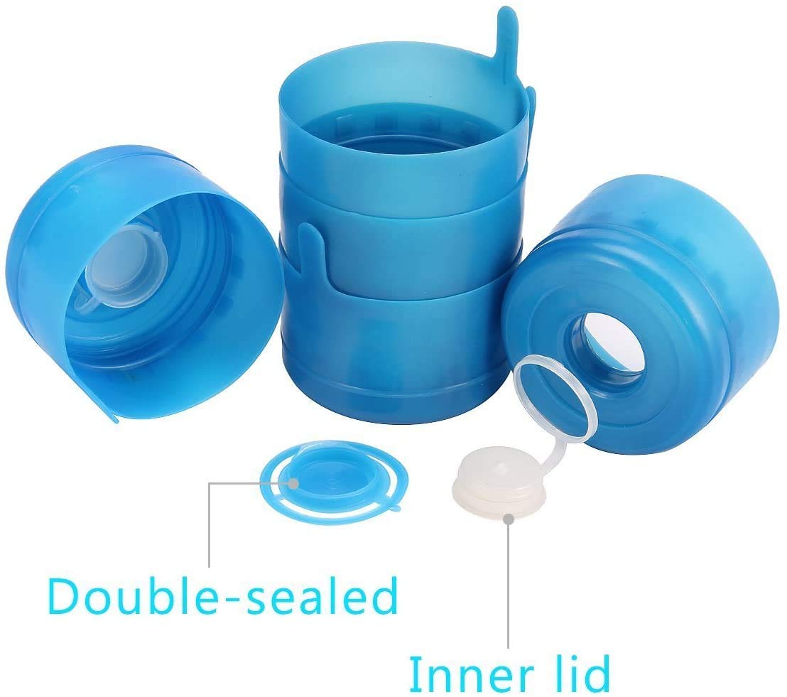 3 & 5 Gallon Water Jug Cap Replacement Non Spill Bottle Caps Anti Splash Peel Pack of 5