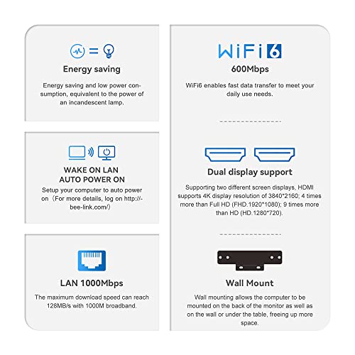 Beelink Mini S12 Pro Mini Pc Computers,16GB DDR4 500GB SSD with Inter 12th Generation Processors N100 4 Cores 3.4Ghz, 4K@60Hz Dual HDMI Output Wi-Fi6/BT 5.2.Support 2.5" HDD/SSD