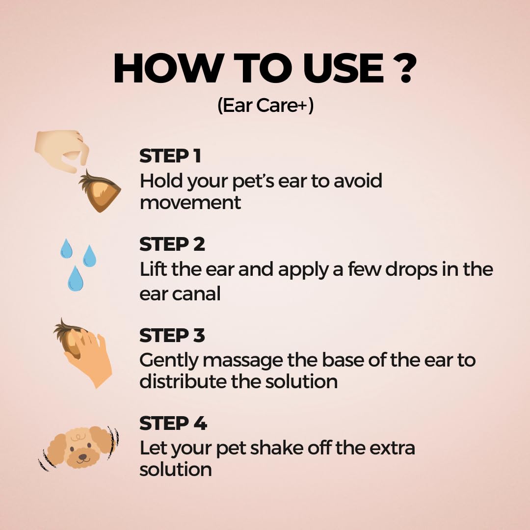 Moe Puppy Moe Ear Care Plus Ear Cleaning Solution for Pets| for Dogs and Cats (100 ml) (Pack of 1, Pink)