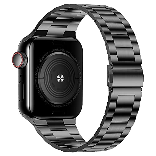 iiteeology Compatible with Apple Watch Band 42mm 44mm 45mm 49mm, Upgraded Solid Business Stainless Steel Band for Apple iWatch Ultra SE Series 8 7 6 5 4, Black