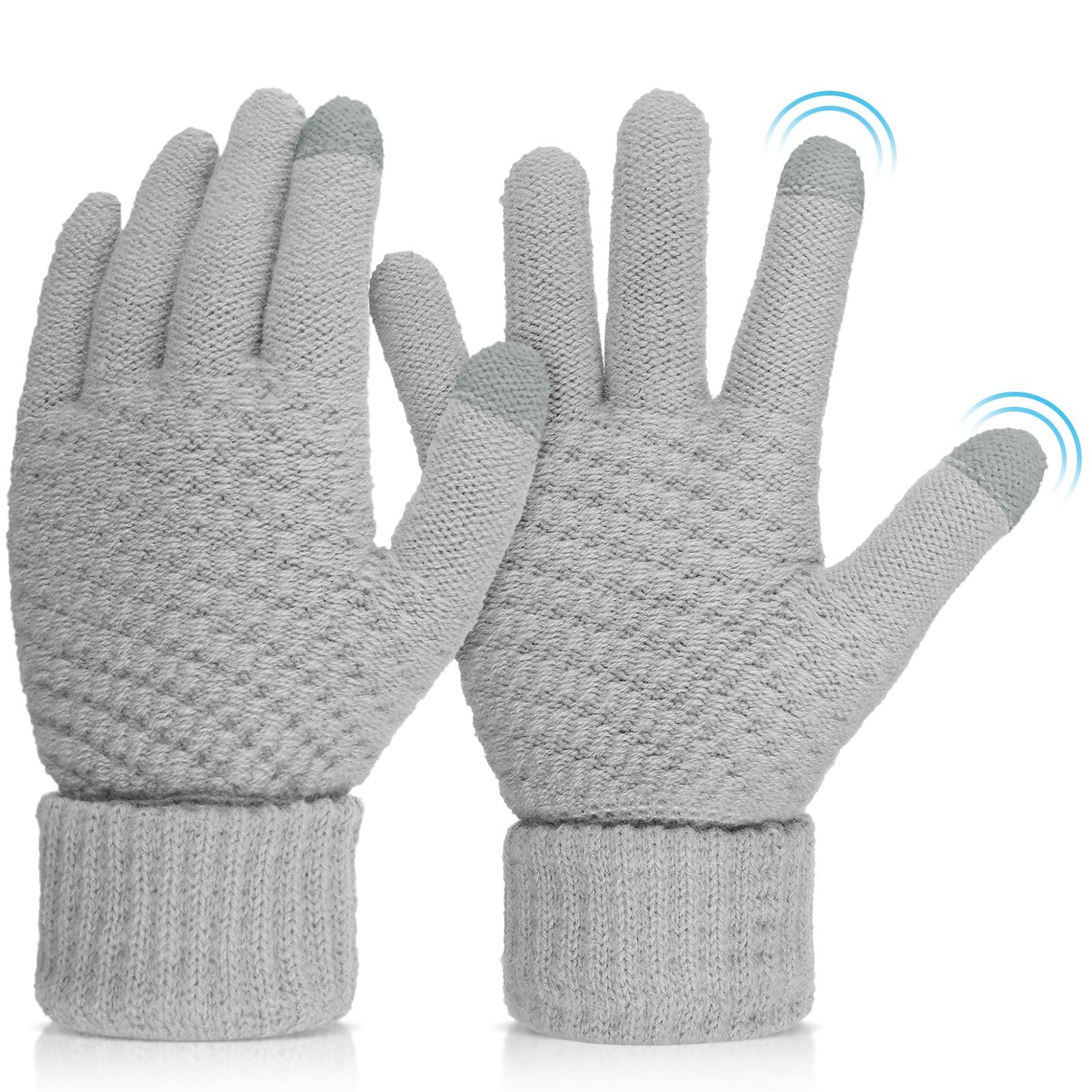 Abeillo Women's Winter Warm Touchscreen Gloves, Thermal Knit Soft Fleece Lined Glove Winter Texting Gloves Elastic Cuff Glove