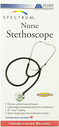 MABIS Spectrum Series Single Head Cardiology Stethoscope, Nursing and Clinical Use Stethoscope, Lightweight, 30 Inch, Blue (Pack of 100)