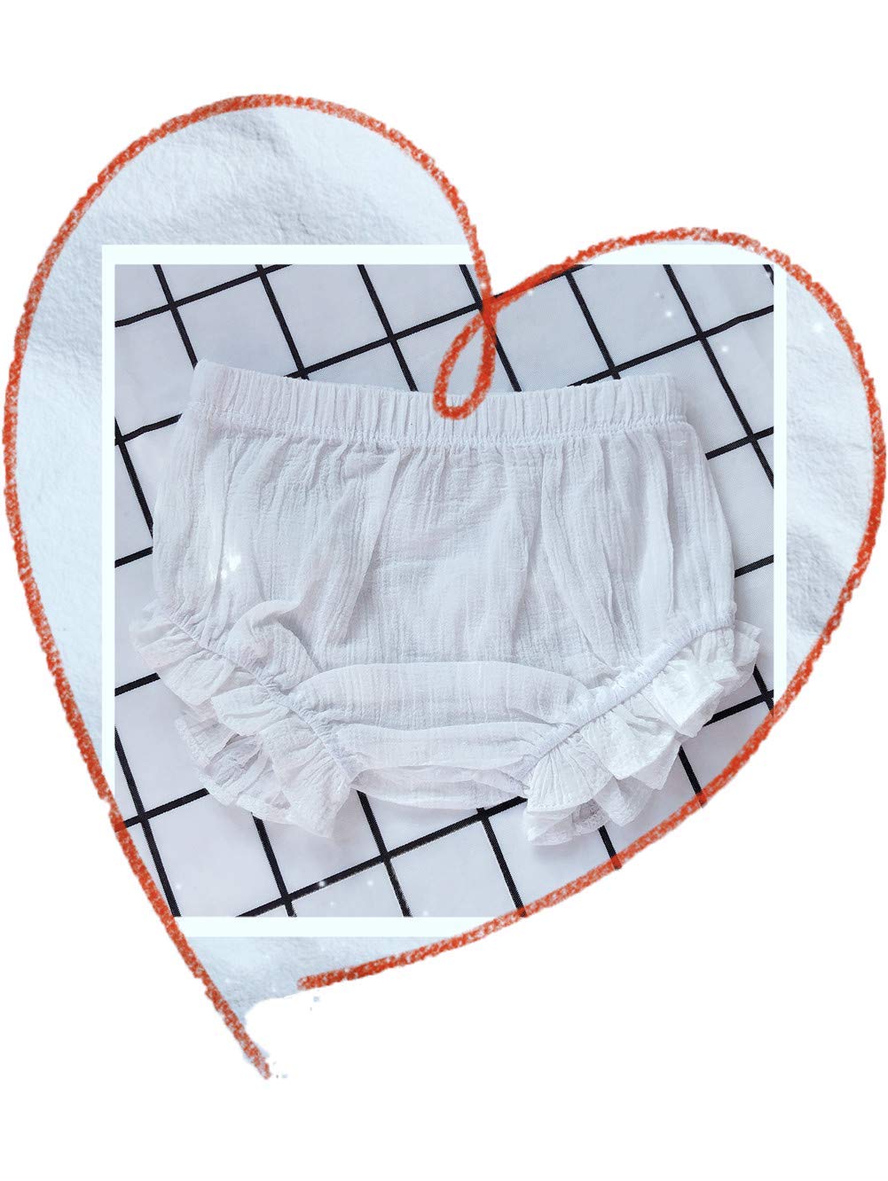LOOLY Newborn Toddler Kids Cotton Linen Ruffle Bloomer Shorts Diaper Cover 0-2T(100,A-White)