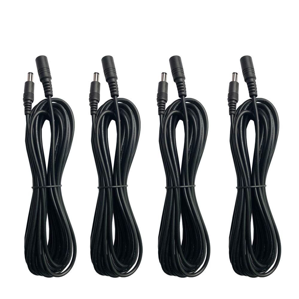 Power Extension Cord, 4Pack 10ft DC 12V Power Supply Adapter Extension Cable 2.1mm × 5.5mm Plug for IP Security Cameras, LED Lights Strip, Baby Monitor, DVR, NVR, Router