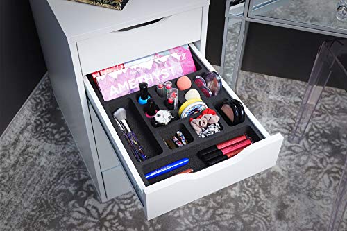 Polar Whale Makeup Drawer Organizer Compatible with IKEA Alex Tray Washable Waterproof Foam Insert for Home Bathroom Bedroom Office 11.5 x 14.5 Inches 14 Compartments for Cosmetics Black