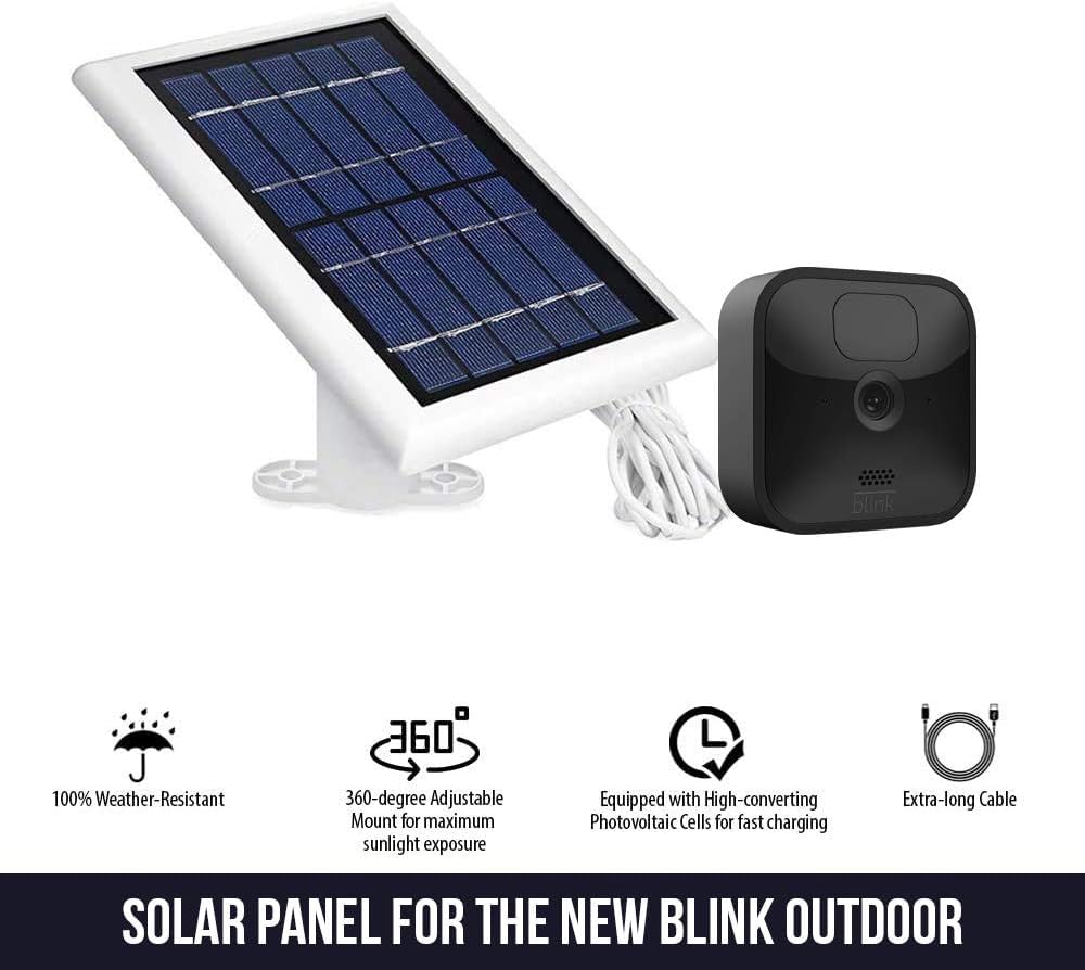 Wasserstein Outdoor Solar Panel with Internal Battery Compatible with Blink Outdoor (3rd Gen) and Blink Outdoor 4 (4th Gen) Cameras (2-Pack, White) - Camera NOT Included