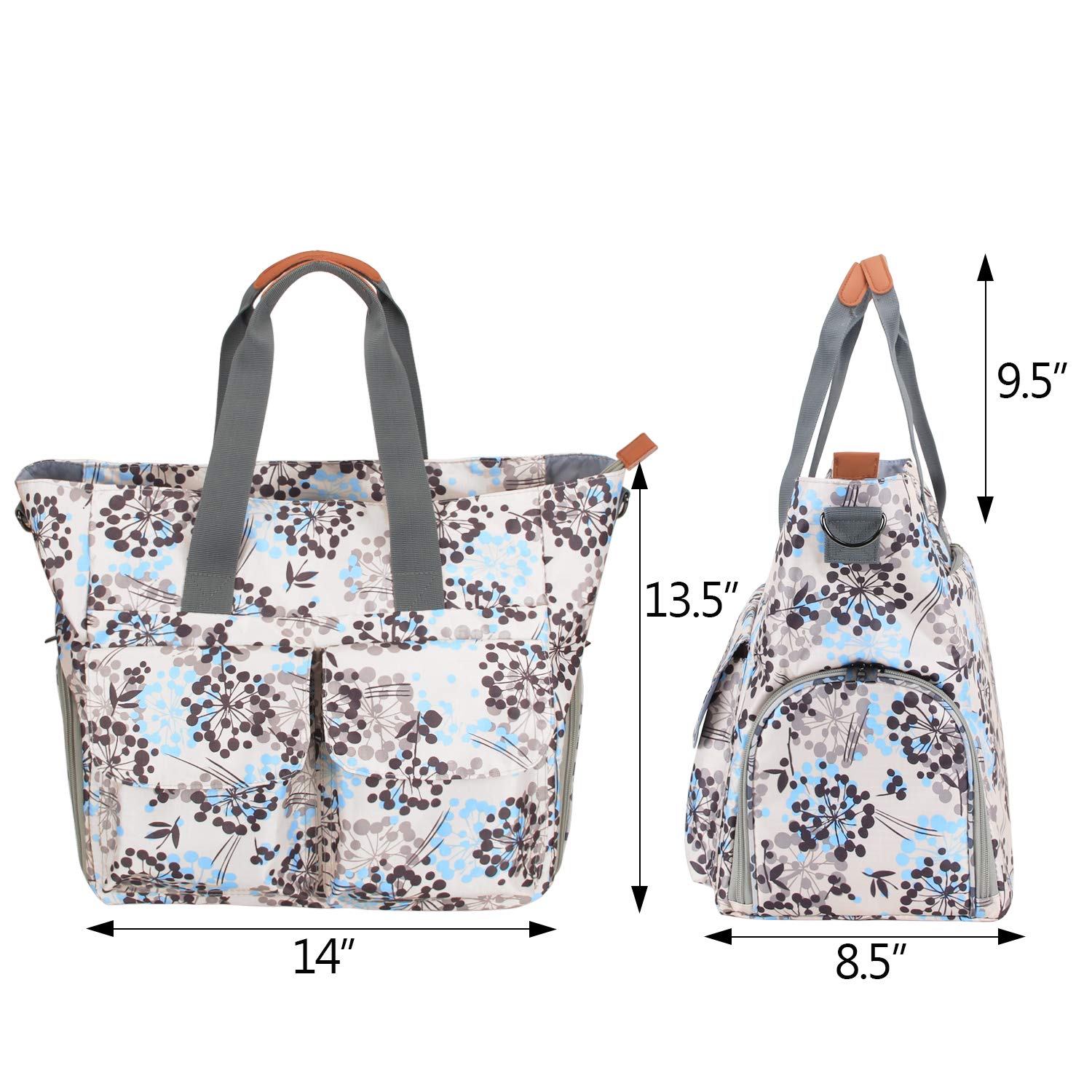 Teamoy Breast Pump Bag Compatible with Spectra S1,S2 and Cooler Bag, Breast Pump Tote Bag with Laptop Sleeve (Up to 14") for Working Moms, Dandelion(Bag ONLY)