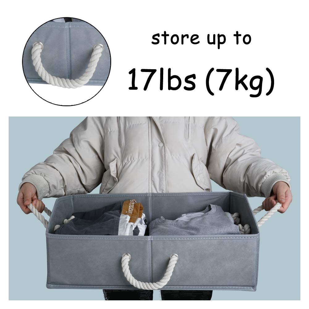 3 Closet Organizers and Storage Bins, Fabric Organizing Box Cubes, Decorative Laundry Baskets, Collapsible and Foldable, Heavy Duty Toy Shelves for Kids, Trapezoid, Gray, 19β Wide