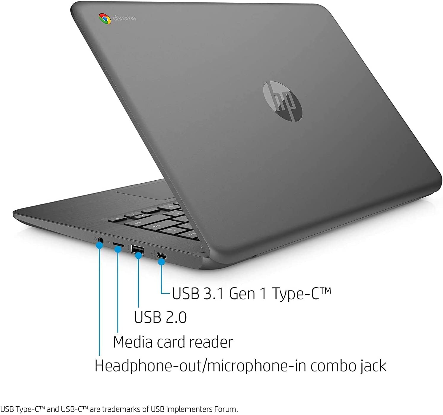 HP Chromebook 14-inch Laptop with 180-Degree Swivel, AMD Dual-Core A4-9120 Processor, 4 GB SDRAM, 32 GB eMMC Storage, Chrome OS (14-db0020nr, Chalkboard Gray) (Renewed)