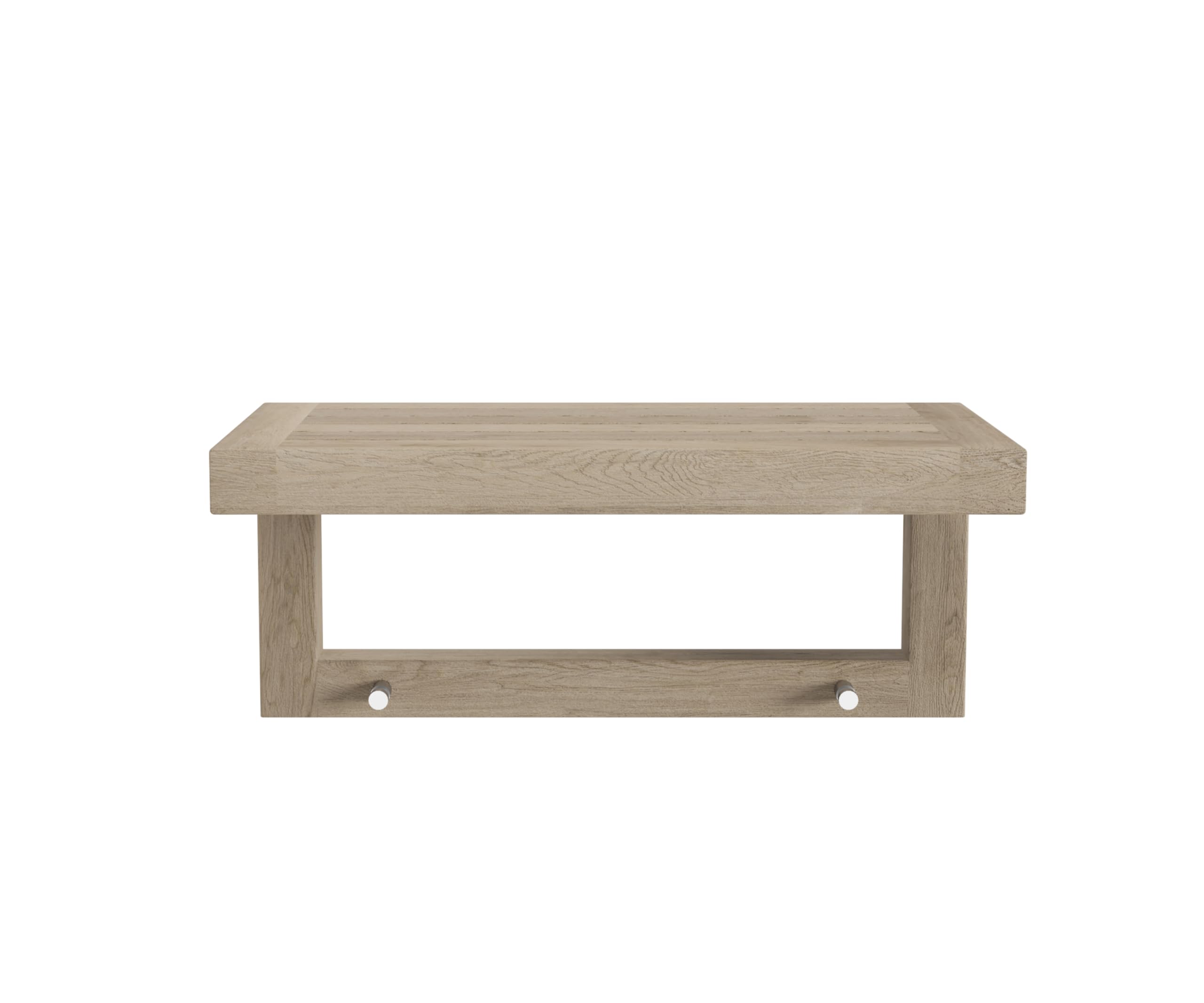 AquaTeak 18" Moa-Mist Teak Wall Shelf with Hooks