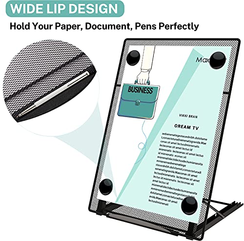 MaxGear Desktop Document Holder for Typing, Paper Holder Stand for Desk with 4 Magnetic Buckles, Metal Mesh Letter Copy Holder for Monitor Computer Reading with 6 Adjustable Positions, Black