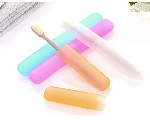 LASSUM 4 Pcs Colorful Plastic Toothbrush Case Portable Toothbrush Case Holder for Daily and Travel Use