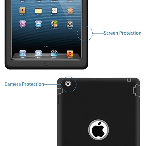 Fingic for iPad 4/3/2 Case - Rugged 3 in 1 Hybrid Heavy Duty Shock-Absorption Scratch-Resistant Protective Case, Gray/Black