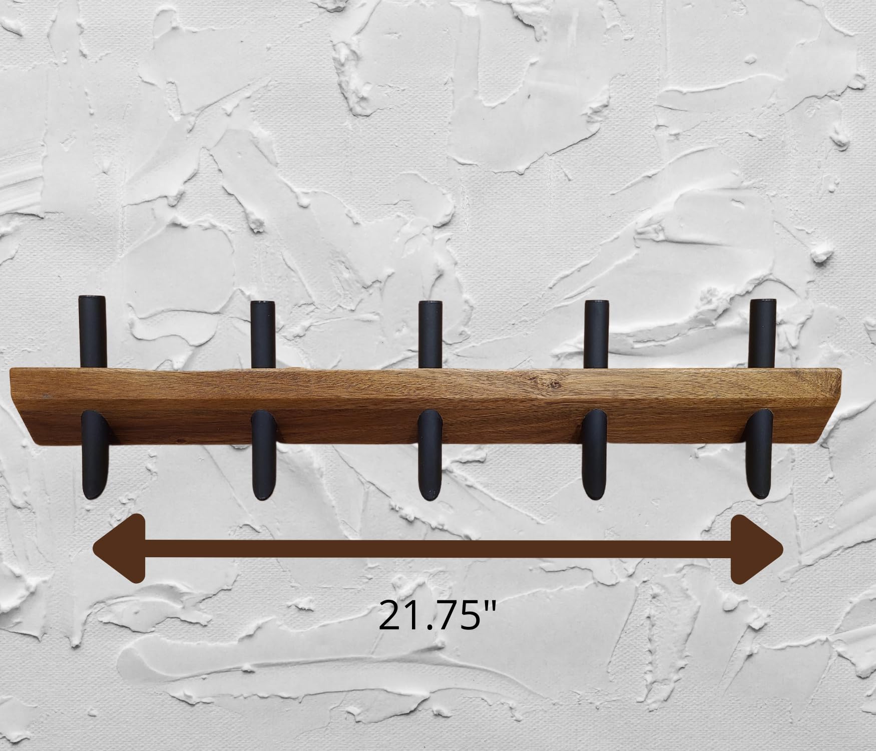 Generic Modern Wall Coat Rack 5 Hooks, 21 Inch, Wood Finish Black Matte Pegs, Brown, gen26268