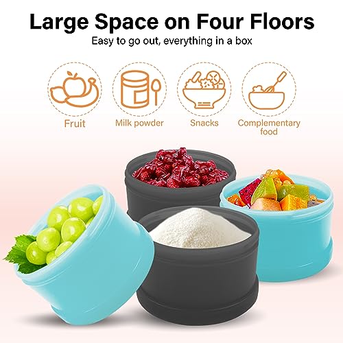 Baby Formula Dispenser Food Containers, Non-Spill Portable Baby Milk Powder Formula Container Baby Snack Storage Container, BPA Free (LightBlue Grey)
