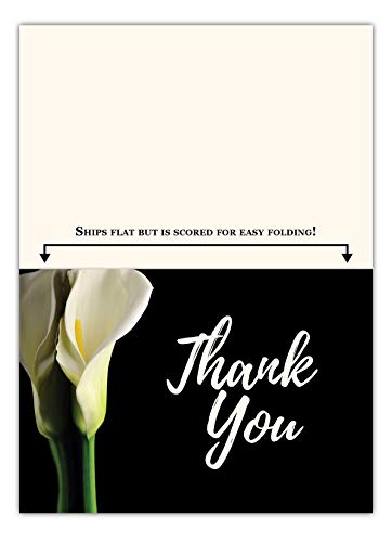MPC Brands Customized Personalized Funeral Bereavement Thank You Cards With Envelopes - Set of 50 (Custom Lily)