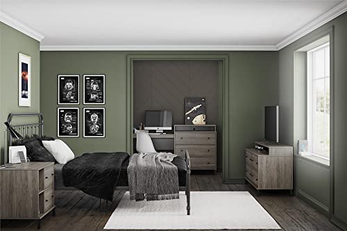 Ameriwood Home Kalissa Dresser/Desk Combo with Wireless-charger, Gray Oak