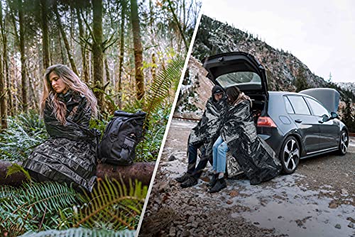 Oceas Outdoor Mylar Emergency Blankets - 4 Pack of Extra Large Thermal Foil Space Blankets - Designed by NASA for Camping, Hiking, and Car Use (Black)