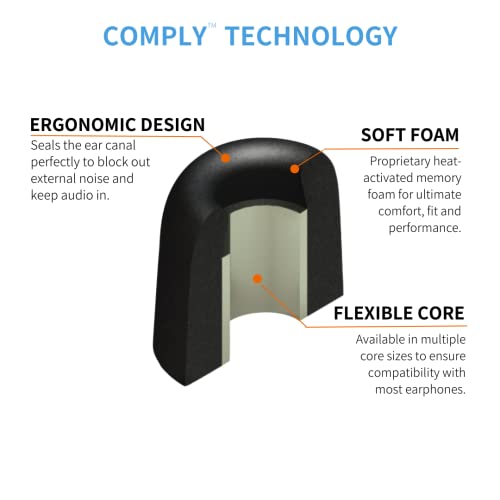 COMPLY Foam Ear Tips for MEE Professional M6 Pro 2nd Gen, 1MORE Dual Driver ANC, Ultimate Ears UE 900, MEE Audio M6 Pro 2nd Gen, and More (T-200), Ultimate Comfort Unshakeable Fit Medium, 3 Pairs