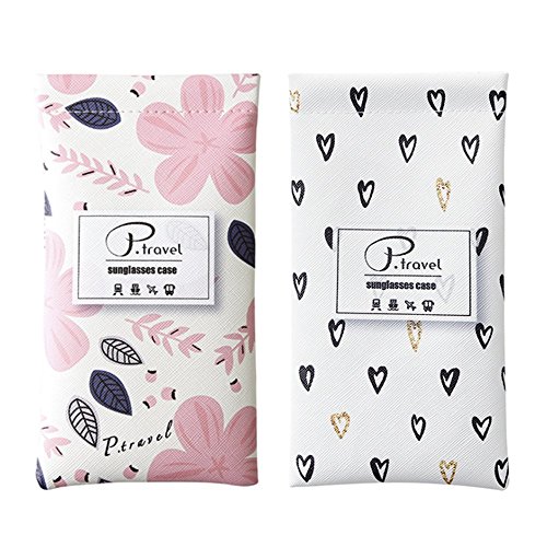 2PCS Portable Eyeglass Pouch Sunglass Goggles Case for Woman with Cleaning Cloth