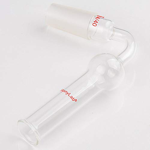 stonylab Glass 75 Degrees Drying Tube, Borosilicate Glass Bent Drying Tube Adapter with Inner 24/40 Standard Taper Joint for Organic Synthesis Chemistry Laboratory Lab Supply, Angled at 75 Degrees
