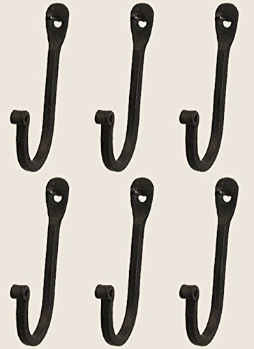 Colonial Tin Works Vintage Hand Forged Iron Classic Early American Plain Hook Black Set of 12 (Set of 12)