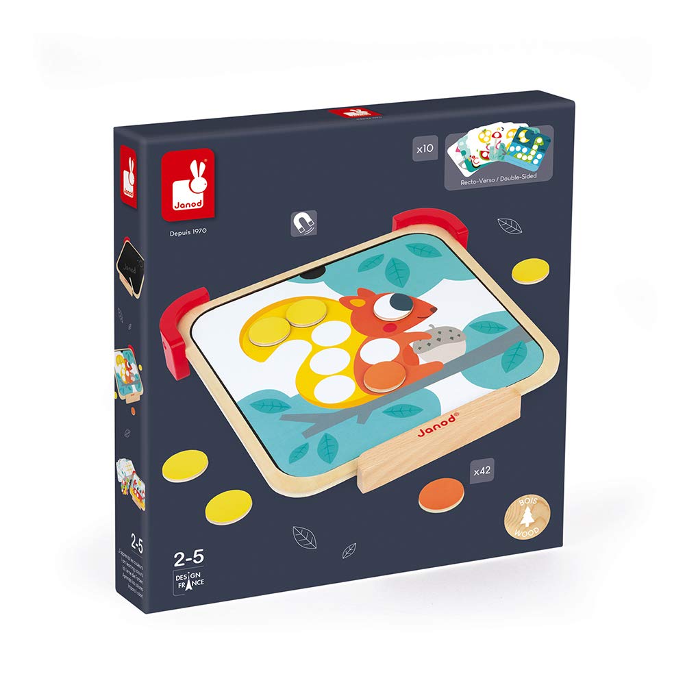 Janod I Am Learning Colors Magnetic Chips Game Set with 20 Activities and Chalk Board - Ages 2+ - J05321