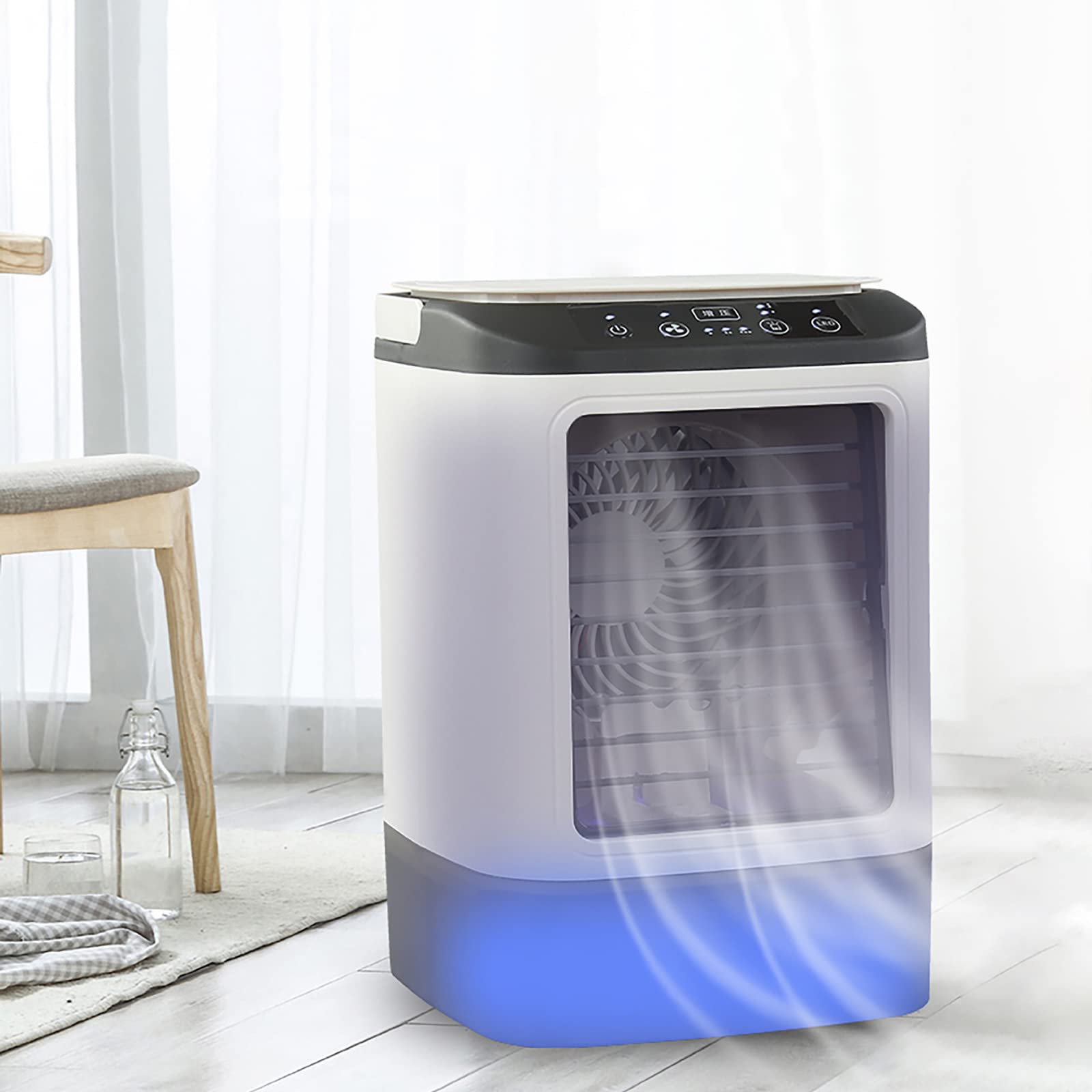 ABLUSER Portable Air Conditioner 3 Wind Speeds USB Rechargeable Oscillation Evaporative Quiet Fast Cooling Air Personal Conditioner with Humidifier for Home Office Bedroom Travel Camping (White)