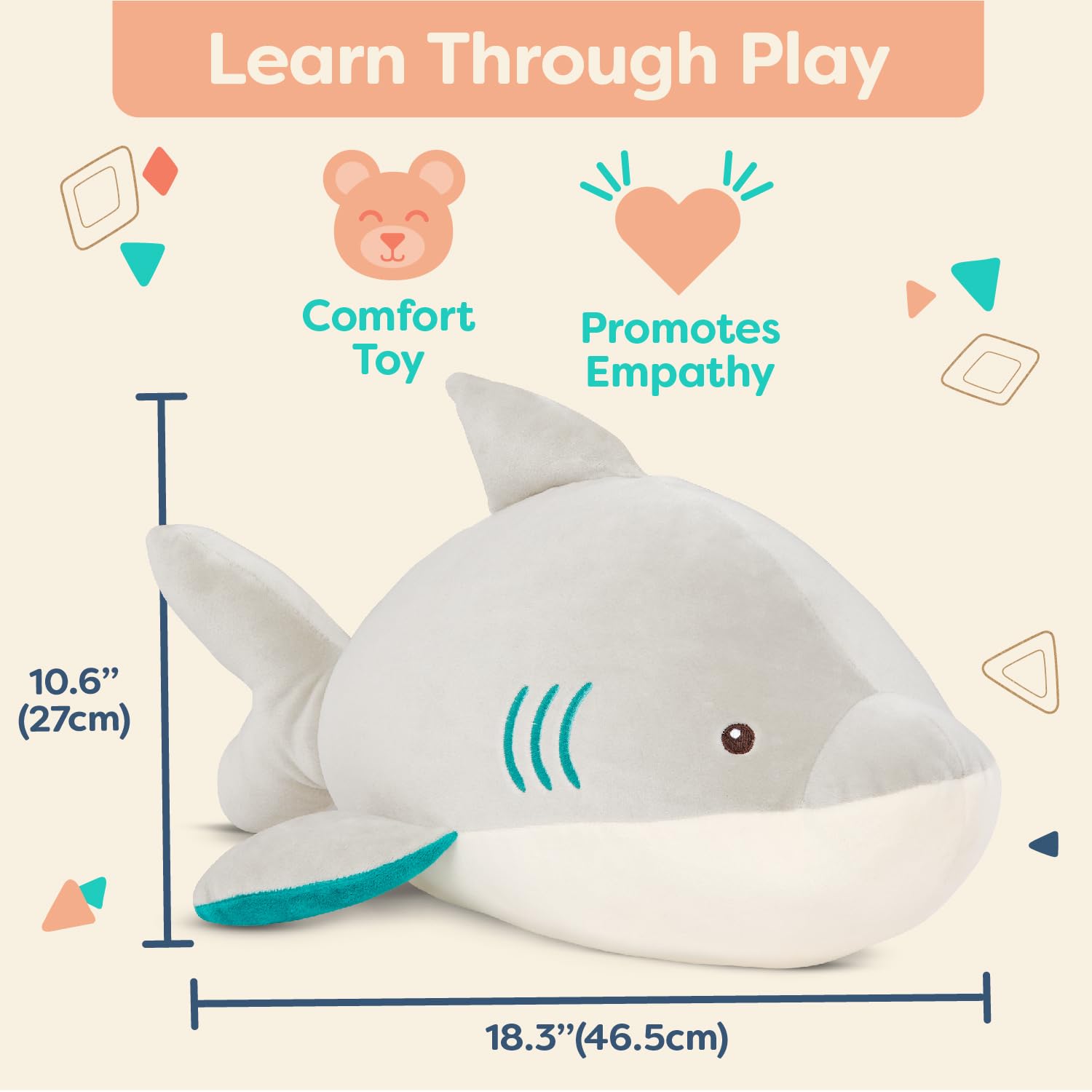 B. toys- B. softies- Plush Squishy Shark– Stuffed Animal – Soft Shark – Washable Ocean Toy for Baby, Toddler, Kids- Huggable Squishies- Saylor Shark- 0 Months +