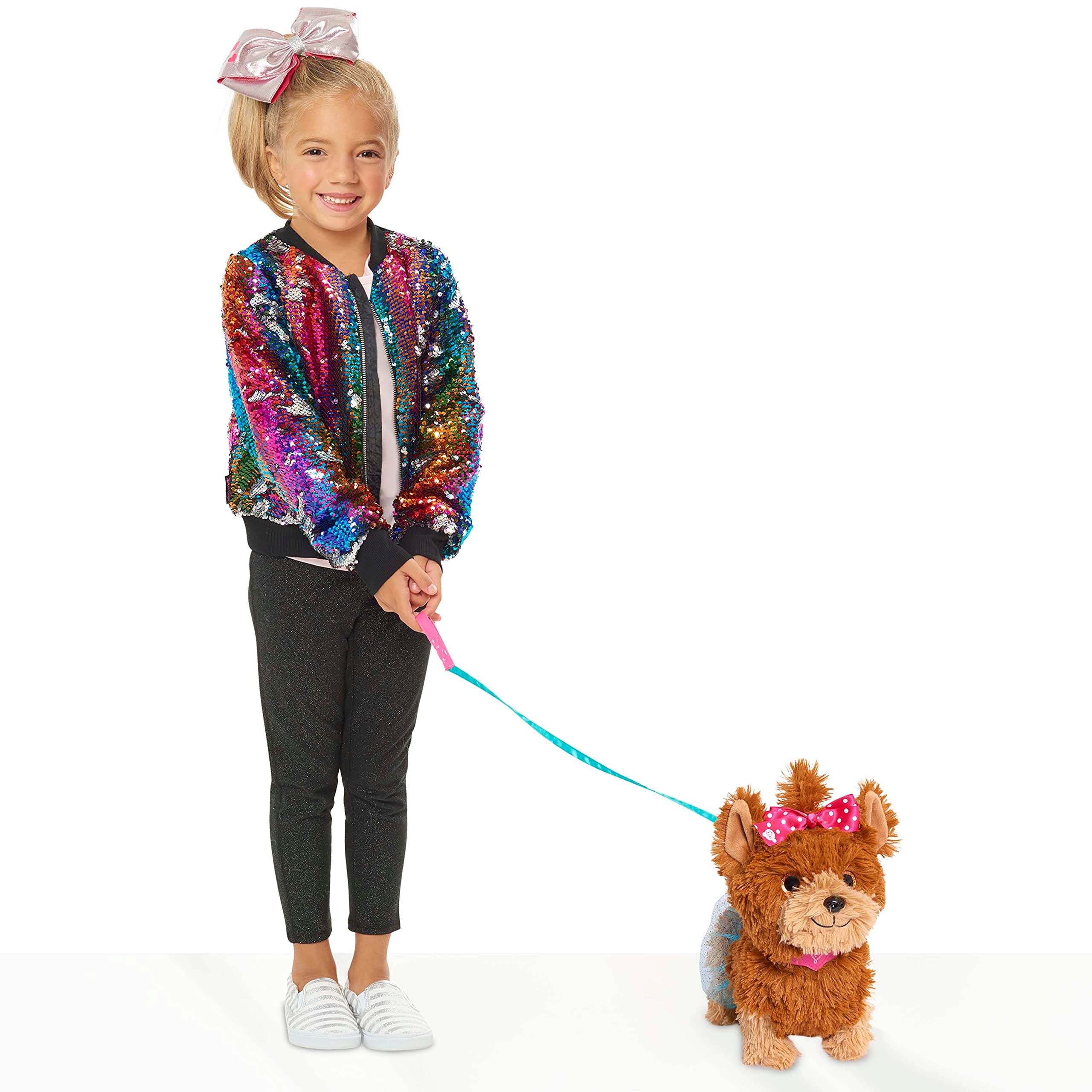 BowBow on The Go Go 11.75-inch Plush Stuffed Animal, Set Includes Leash, 3 Fabric Bows, Brush, and Tutu, Kids Toys for Ages 3 Up by Just Play