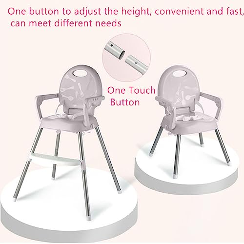 Baby high Chair, Multifunctional 3 in 1 Adjustable high Chair, Removable 3-Position Adjustable Tray, Multipurpose 3-Point Safety Harness (Grey)
