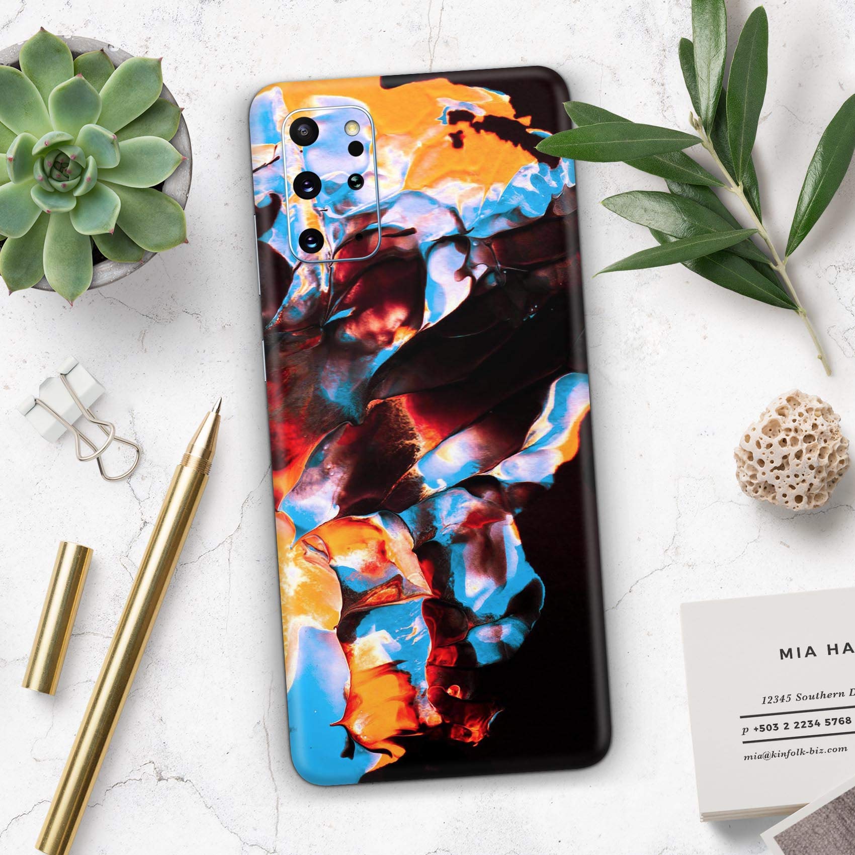 DesignSkinz Liquid Abstract Paint V34 Protective Vinyl Decal Wrap Skin Cover Compatible with The Samsung Galaxy S20 (Screen Trim & Back Glass Skin)