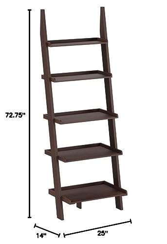 Convenience Concepts 5 shelves, American Heritage Bookshelf Ladder, Espresso, 72.75" x 25"
