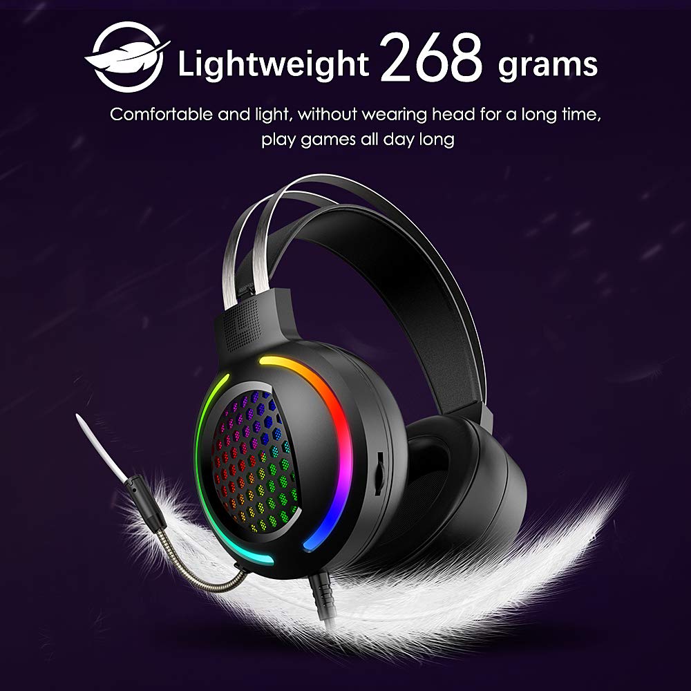 60% Mechanical Gaming Keyboard Mouse and Headset Combo with Rainbow Backlit Anti-ghosting 61 Key Adjustable Microphone 6400DPI Honeycomb Mice USB Wired for PC Mac Gamer Typist(Black RGB/Brown Switch)