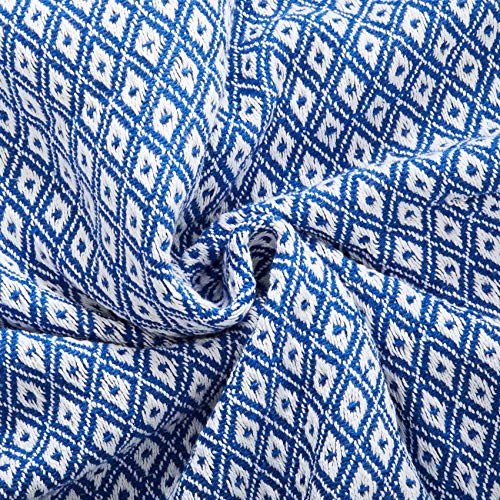 Americanflat 100% Cotton Throw Blanket for Couch - 50x60 Blue and White Throw Blanket for Bed, Sofa, or Chair - Machine Washable, All Seasons Neutral Lightweight Blanket Indoor or Outdoor Use