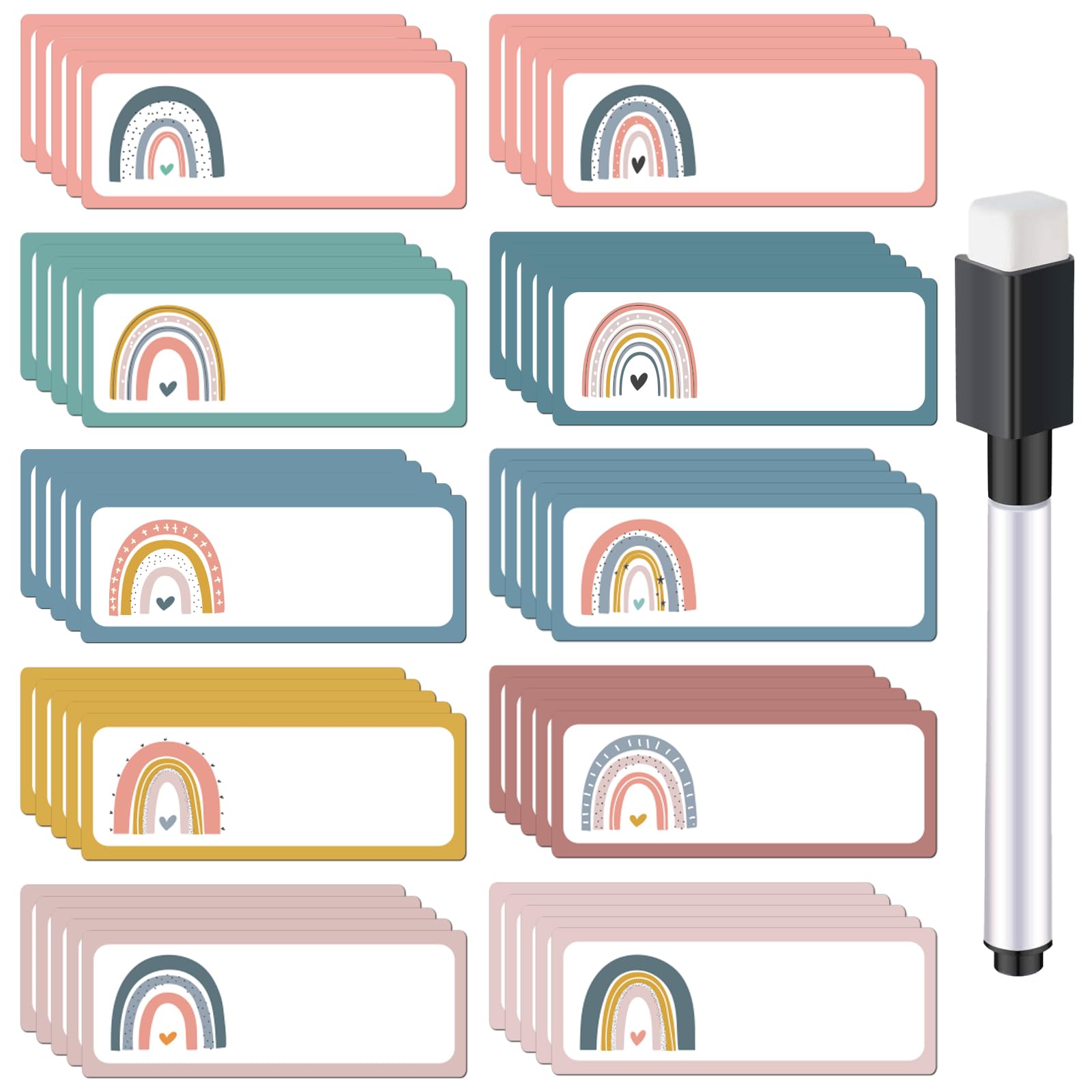 50pcs Magnetic Dry Erase Labels Reusable Magnetic Name Tags Boho Magnetic Labels for Whiteboard Locker Shelf Classroom School Office Home