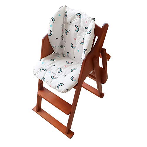 Baby High Chair Cushion, Thick Pad for Wooden High Chair, Baby Dining Chair Liner Mat(Blue Rainbow)