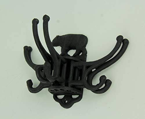 Black Cast Iron Rustic Bear Pivoting Wall Hook