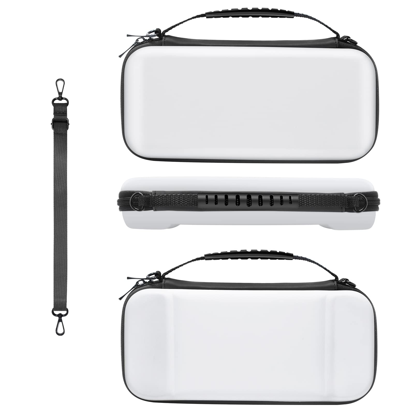 Case and Tempered Glass Screen Protector Compatible with Nintendo Switch OLED, Portable Travel Carrying Case Pouch with Pocket, Slim Protective Shell, Stand, Joystick Caps for Accessories and Games