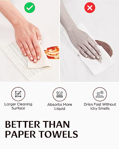 BELLE TERRE Roll-Up Dish Drying Rack & Swedish Dish Cloth Set - Space-Saving Sink Rack (20.5" x 15.5") with Utensil Tray & Reusable Absorbent Cloths - Solid Steel Construction & Cellulose Material