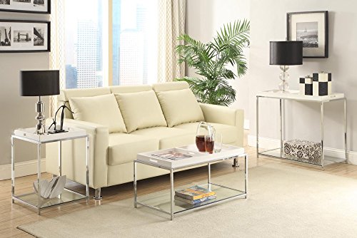Convenience Concepts Palm Beach Coffee Table with Shelf and Removable Trays, White