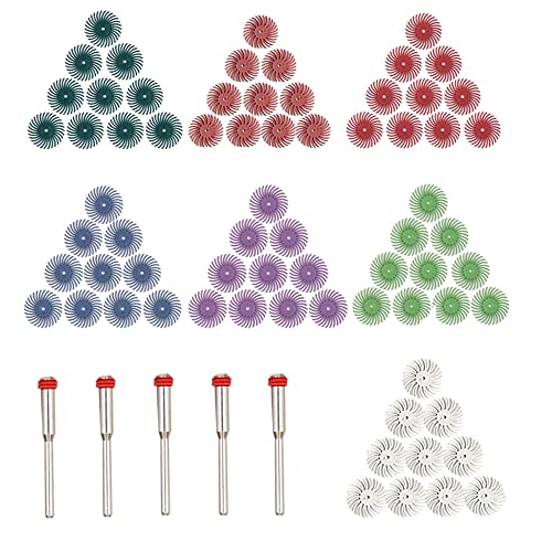 75Pcs 1 Inch Radial Bristle Disc Brush with 1/8" Shank Abrasive Bristle Disc Set for Wood Jewelry Mold Polishing.- Mixed Grit 80/200/320/400/600/1000/2000