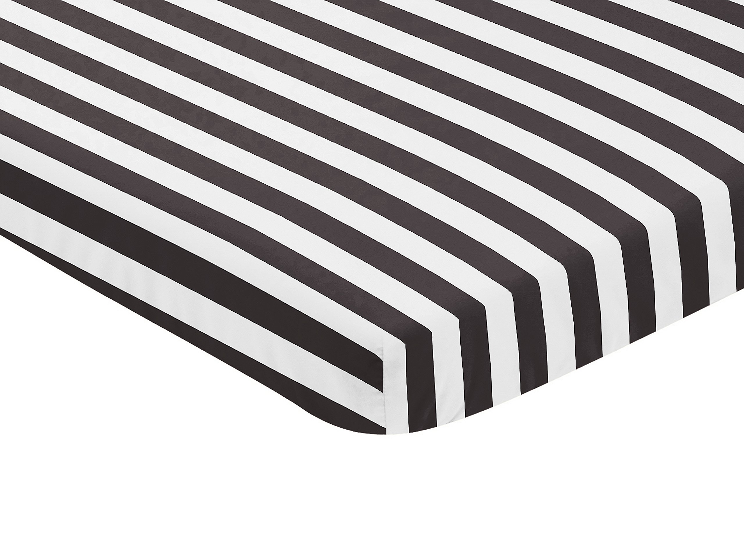 Sweet Jojo Designs Black and White Stripe Baby Girl Fitted Mini Portable Crib Sheet for Paris Collection - for Mini Crib or Pack and Play ONLY