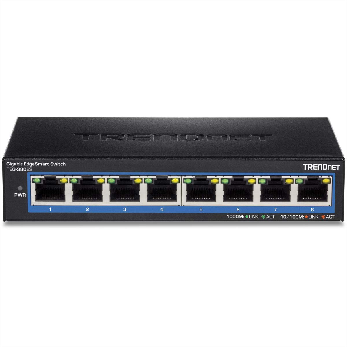 TRENDnet 8-Port Gigabit EdgeSmart Switch, TEG-S80ES, 8 x Gigabit Ports, 16Gbps Switch Capacity, Ethernet Network Desktop Switch, Managed Smart Gigabit Switch, Metal, Fanless ( RENEWED)