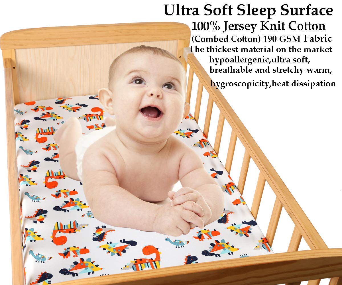 Jersey Cotton Bassinet Sheet Set 3 Pack Fitted Cradle Sheets, Ultra Soft Stretch 190 GSM, for Baby Boy, Universal Fit Rectangle Oval Hourglass Bassinet Mattress, Dinosaur Elephant Koala
