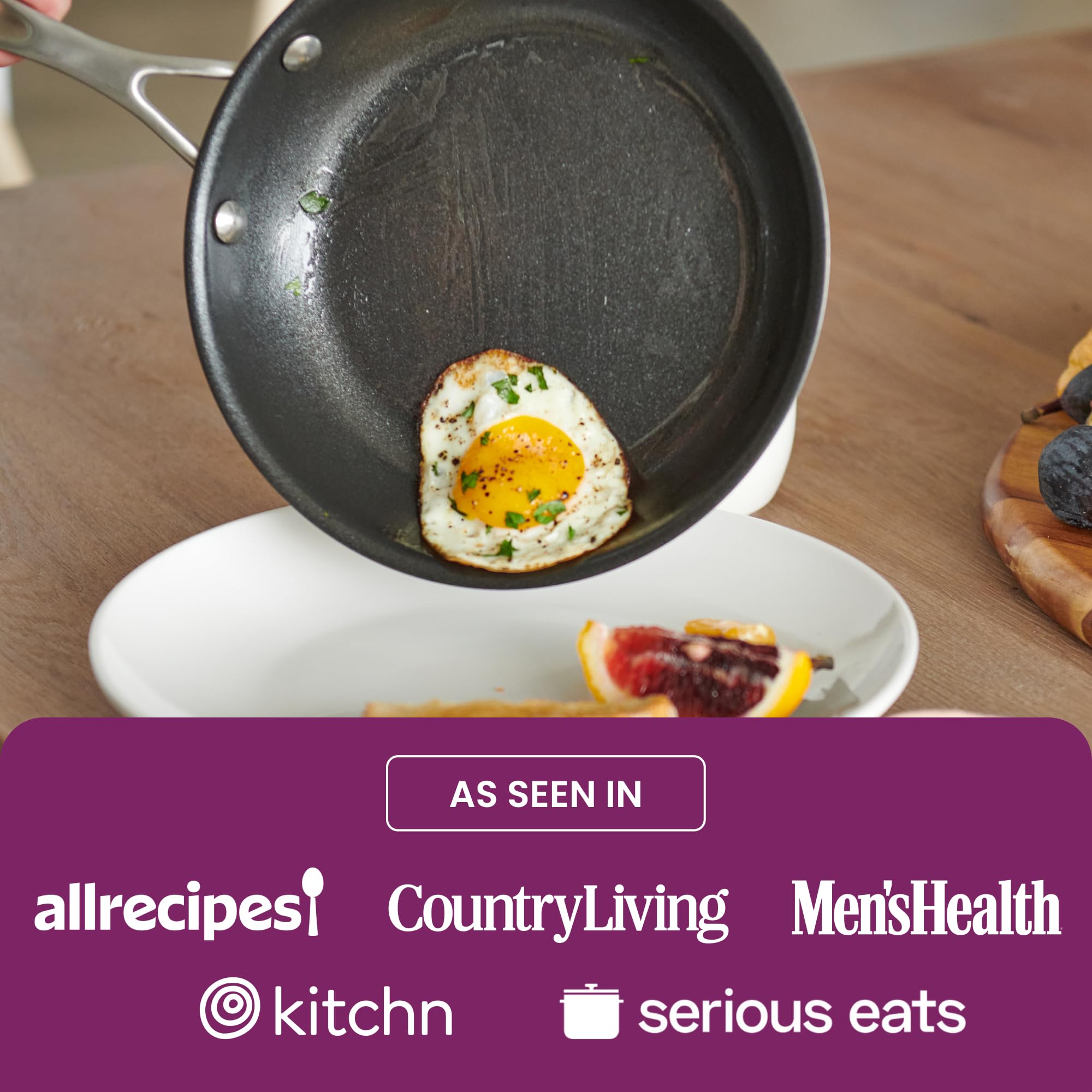 American Kitchen - 12 inch Premium Nonstick Skillet & Frying Pan, Stainless Steel, Durable Coating, Made In America
