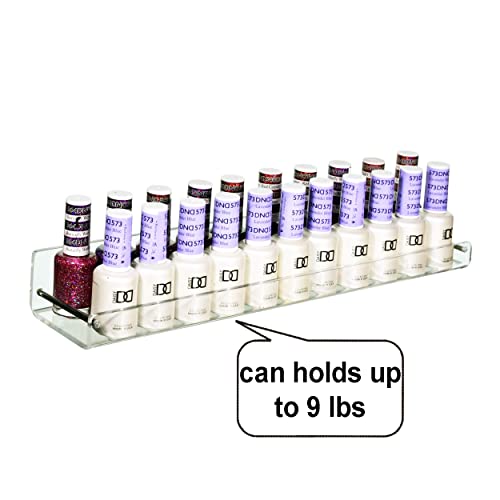 AMT 2 Pack Acrylic Floating Shelves, 15" L x 3.25" W, Clear Bathroom Wall Shelf, Bookshelves, Invisible Display for Office, Bedroom, Small Gap Allows Water to Escape, Free Screws & Drill Bit (Medium)