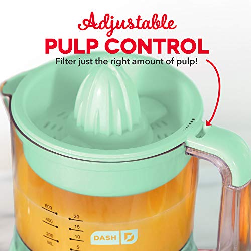 Dash Citrus Juicer Extractor: Compact Juicer for Healthy Juice, Oranges, Lemons, Limes, Grapefruit & other Citrus Fruit with Easy Pour Spout + 20 oz Pitcher - Aqua