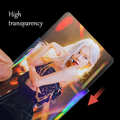 50Pcs Premium Kpop Photocard Sleeves Holographic Rainbow Effect, Perfect Fit Photo Card Protector Sleeves - Hologram & Clear Double-Sided Use